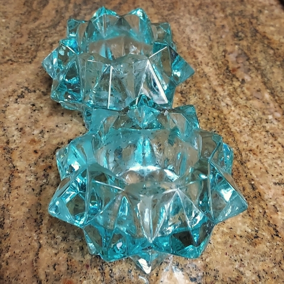 Nobrand | Other | Crystal Turquoise Starburst Votive Candle Holders 2 ...